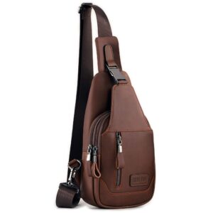 shoulder backpack leather men's sling bag chest pack hiking crossbody purse anti theft