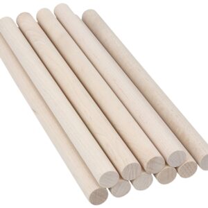 Pennsylvania Woodworks Maple Wooden Dowel Rods - Solid Hardwood Sticks for Crafting, Macrame, DIY & More - White, Unfinished Wood Dowels - Sanded Smooth, Kiln Dried - (3/4" x 12”, 10 Pack)