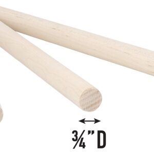 Pennsylvania Woodworks Maple Wooden Dowel Rods - Solid Hardwood Sticks for Crafting, Macrame, DIY & More - White, Unfinished Wood Dowels - Sanded Smooth, Kiln Dried - (3/4" x 12”, 10 Pack)