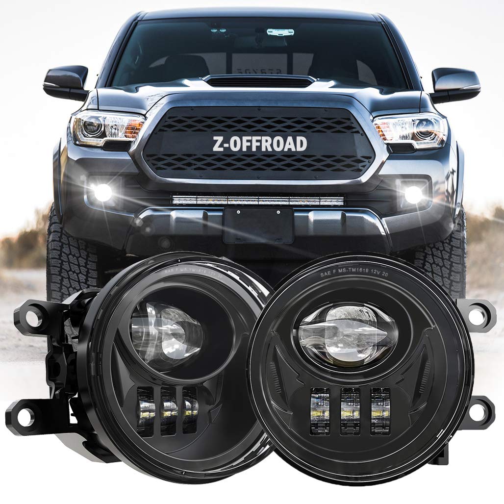 Z-OFFROAD New LED Fog Lights Driving Lamps Assembly Replacement for 2016-2022 Tacoma 2014-2022 4Runner 2014-2019 Tundra Truck, Driver and Passenger Side- Black