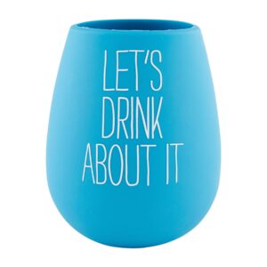 mud pie beach silicone wine glass, 16 oz, let's drink