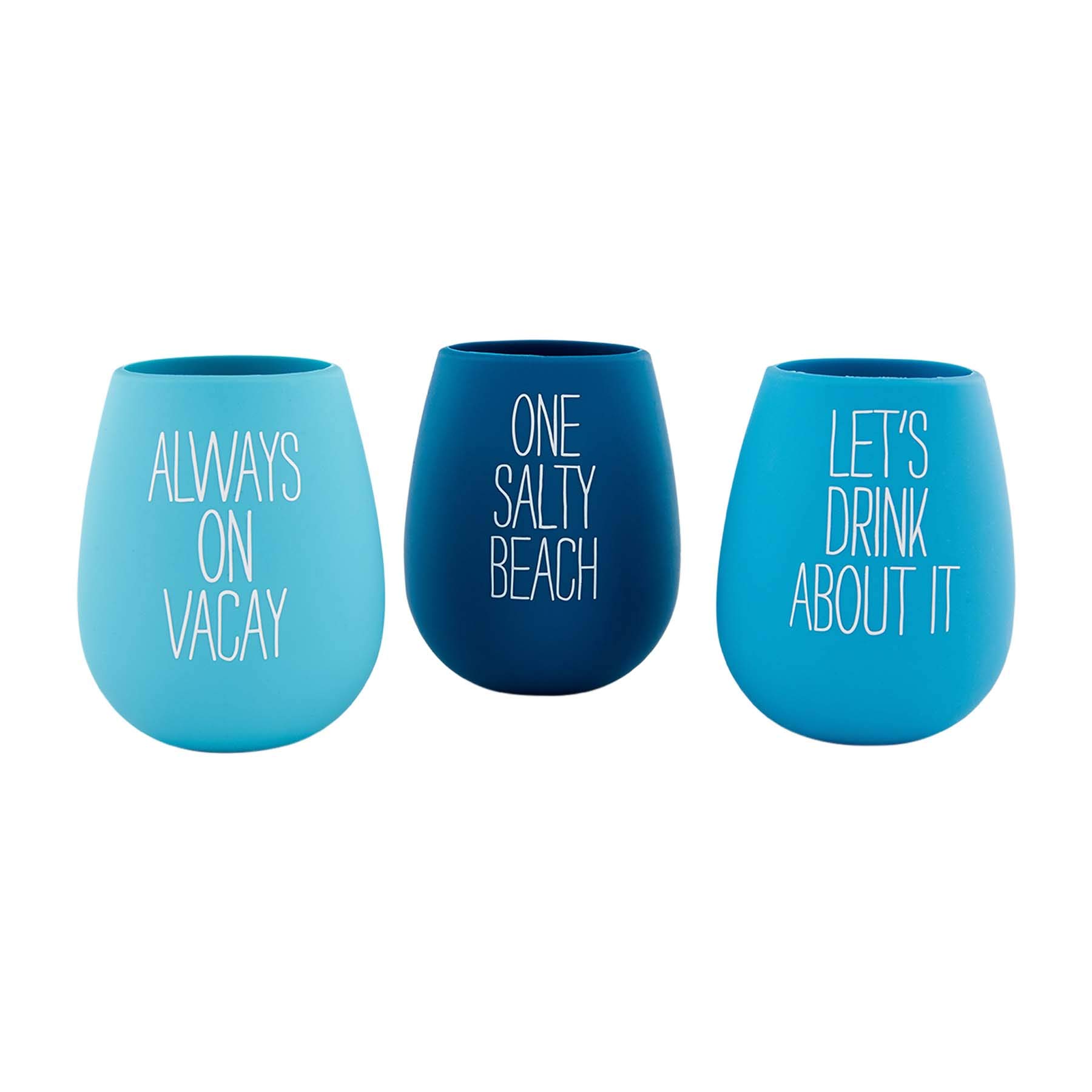 Mud Pie Beach Silicone Wine Glass, 16 oz, Let's Drink