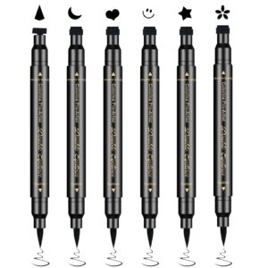 ownest 6 pcs liquid eyeliner set,double-side waterproof smudge-proof eyeliner stamp pen eyeliner tattoo tool makeup-smiley, triangle,heart,star,moon,flower