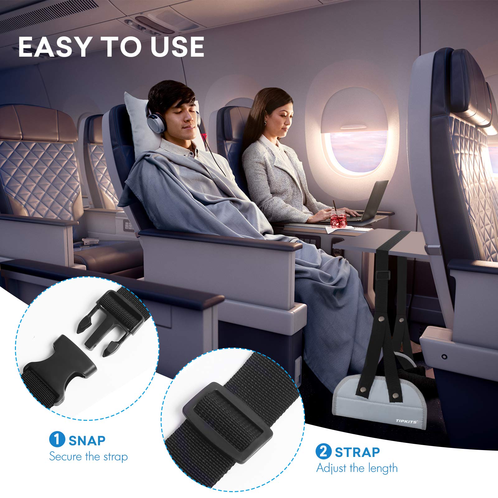 TIPKITS Airplane Footrest with Comfortable No Clashing Base, Portable Travel Foot Rest Made with Premium Memory Foam, Airplane Travel Accessories to Reduce Swelling and Soreness, Gifts for Travelers