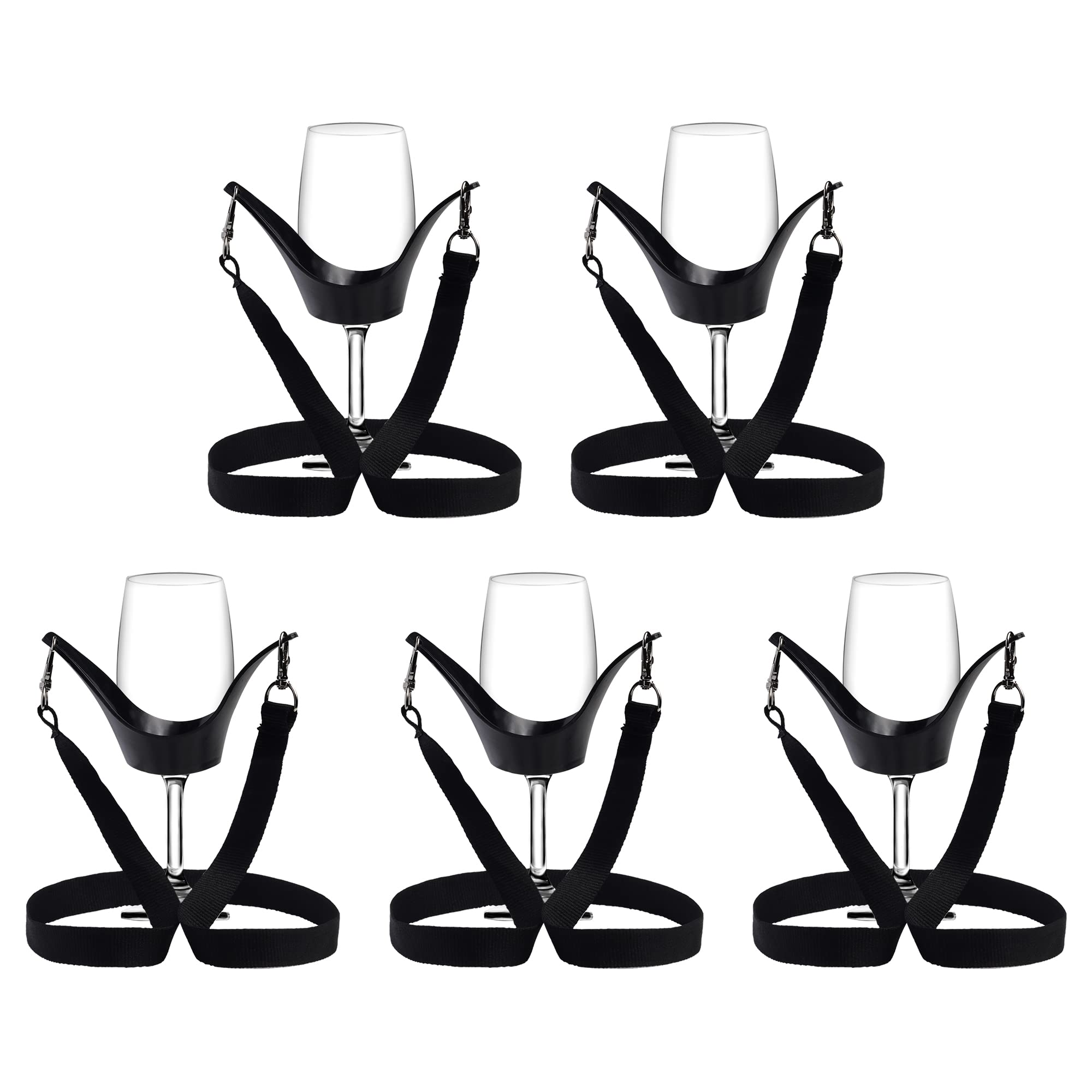 ORNOOU 5 Pieces Adjustable Wine Glass Lanyards Drink Holder with Neck Strap Insulator Holder Necklace for Wine Walk Food and Wine Festival Party Cocktail Reception