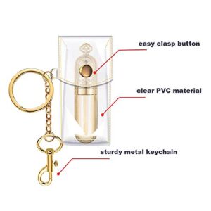 DGQ Clip-on Sleeve Chapstick Pouch Keychain Lipstick Holder 1 PC Clear Lipstick Case Holder Plastic Cosmetic Storage Kit Makeup Travel Cases Organizer Bag