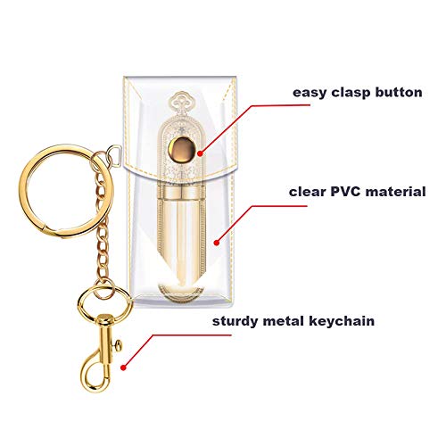 DGQ Clip-on Sleeve Chapstick Pouch Keychain Lipstick Holder 1 PC Clear Lipstick Case Holder Plastic Cosmetic Storage Kit Makeup Travel Cases Organizer Bag