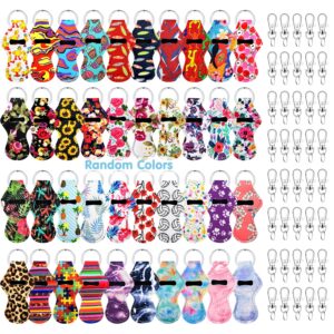 kpx 40pcs chapstick holder random color keychain with metal clip cords, lip balm holder chapstick keychain holder bulk for lipstick chapstick tracker safeguard