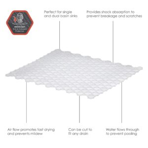 Spectrum Diversified Hexa Flexible, Trimmable Soft-Touch Mat, Easy-Draining, Modern Kitchen Sink Protector, 1 Count (Pack of 1), Clear