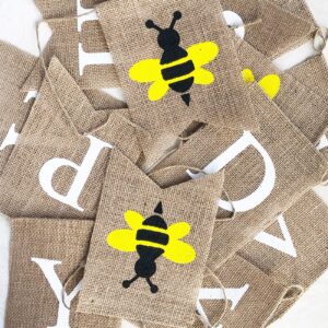 Uniwish Happy Bee Day Burlap Banner Bumblebee Themed Baby Shower Birthday Party Decorations Rustic Gifts for Boys Girls