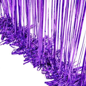 BRAVESHINE Purple Tinsel Foil Fringe Curtains - 2Pcs 3.2x8.2ft Metallic Holidays Photo Backdrop for Birthdays Valentines Bridal Shower Bachelorette Anniversary Engagement Party Supplies