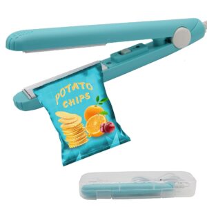 bag sealer,heat sealer,bag sealer heat seal,chip bag sealer, handheld bag sealer for food storage,protable sealer machine for snack bags (light blue)