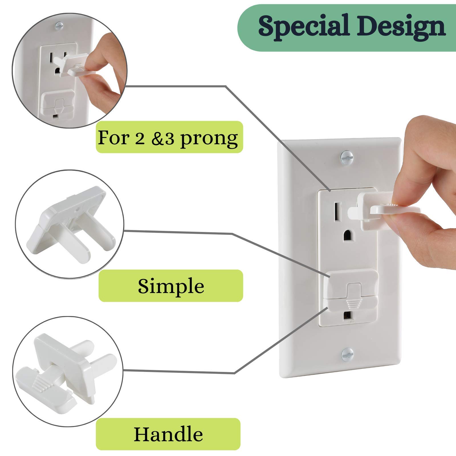 Bates- Outlet Covers, 15 Pack, 2 Prong Outlet Covers, Baby Proof Outlet Covers, Plug Covers for Electrical Outlets, Outlet Plug Covers, Plug Covers, Baby Outlet Covers, Child Safety Outlet Covers