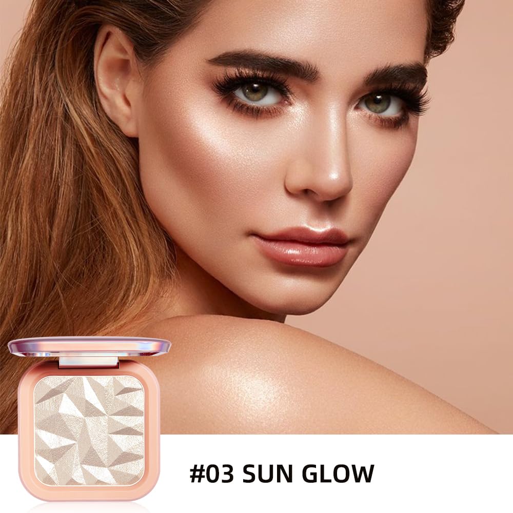 ELLESY Highlighter Makeup Palette Face Highlighter Palette Glitter Illuminator Highlighter Palette Shimmer Highlighter Powder Kit Highlight Makeup Palette -SUN GLOW