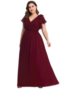 ever-pretty womenss plus size a line elastic waist wedding guest dress burgundy us16