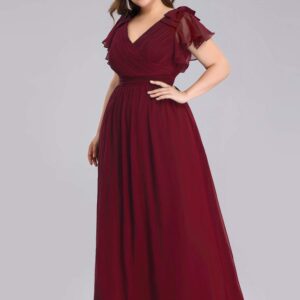 Ever-Pretty Womenss Plus Size A Line Elastic Waist Wedding Guest Dress Burgundy US16