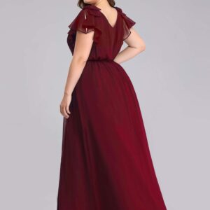 Ever-Pretty Womenss Plus Size A Line Elastic Waist Wedding Guest Dress Burgundy US16