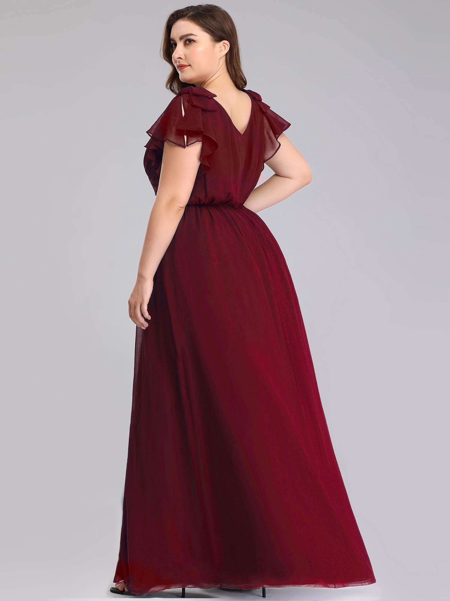 Ever-Pretty Womenss Plus Size A Line Elastic Waist Wedding Guest Dress Burgundy US16