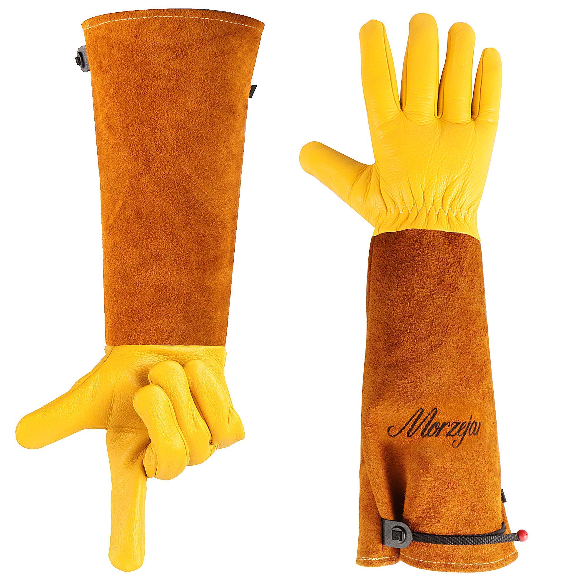 Morzejar Large Garden Gloves - Puncture Proof, Long Cuff, Leather, Ideal for Rose Pruning, Cactus Trimming, and Gardening