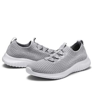 Zuwoigo Women's Slip On Sneakers Casual Lightweight Breathable Walking Shoes 10.5 B(M) US Light Gray