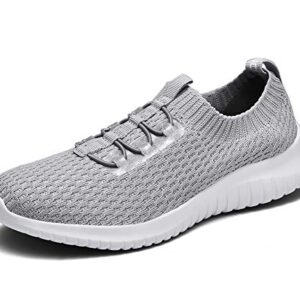 Zuwoigo Women's Slip On Sneakers Casual Lightweight Breathable Walking Shoes 10.5 B(M) US Light Gray