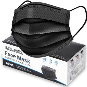 face mask black, disposable face masks, 3 layer design protection breathable face masks with elastic earband