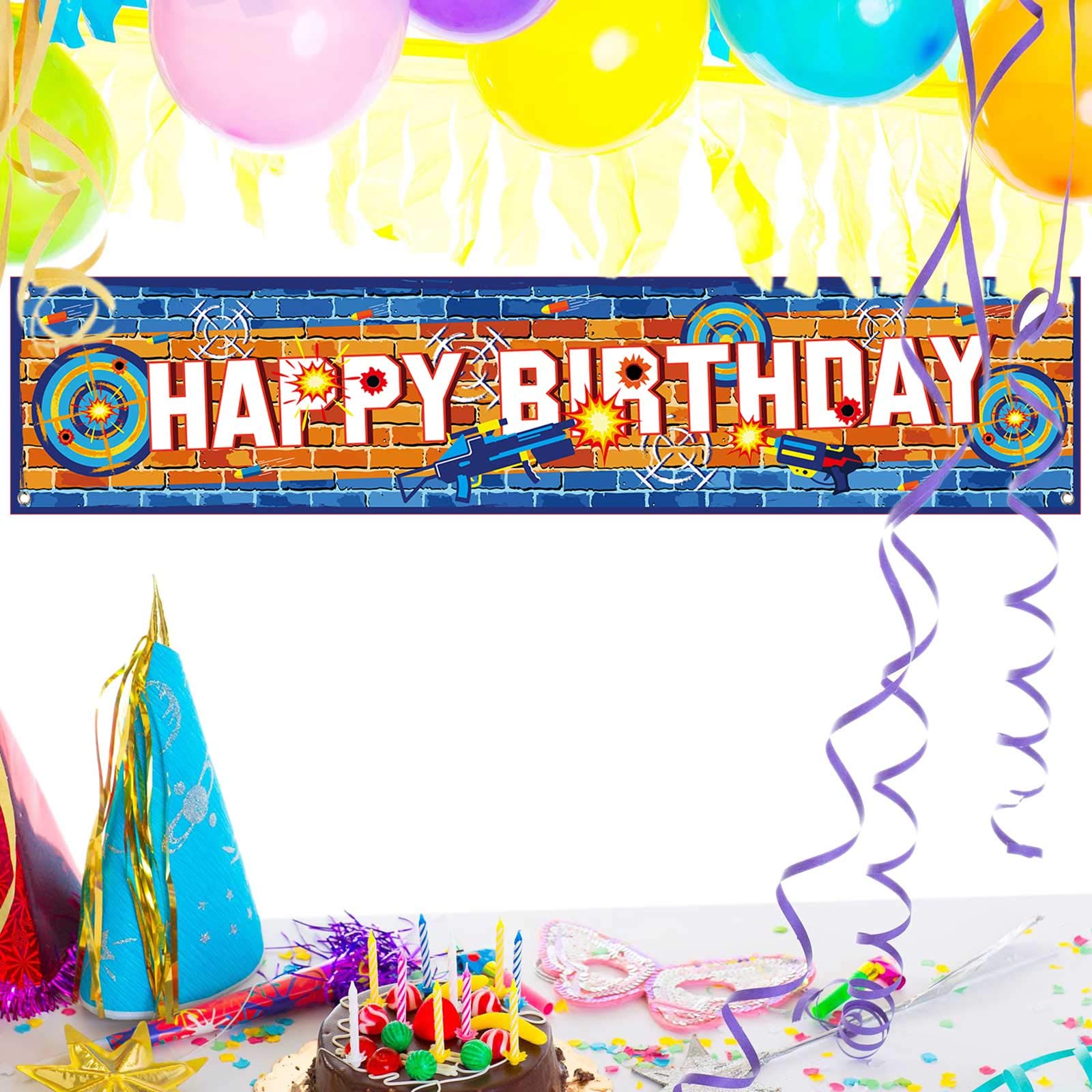 Dart Battle Party Banner Happy Birthday Party Banner Supplies Dart Party Favors Dart Party Decorations