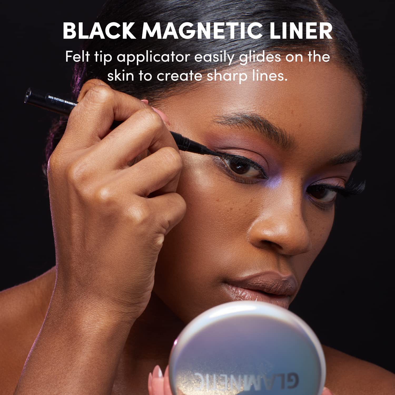 Glamnetic Felt Tip Magnetic Eyeliner - Deep Space | Soo Future! Black Waterproof Liquid Liner, All-Day Hold for Magnetic Eyelashes, Sweatproof, Paraben-Free