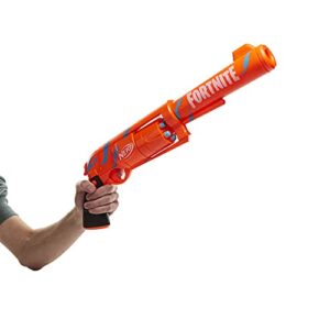 NERF Fortnite 6-SH Dart Blaster - Camo Pulse Wrap, Hammer Action Priming, 6-Dart Rotating Drum, Includes 6 Official Elite Darts