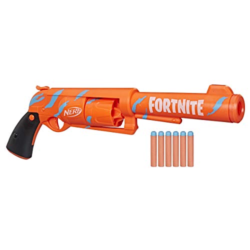 NERF Fortnite 6-SH Dart Blaster - Camo Pulse Wrap, Hammer Action Priming, 6-Dart Rotating Drum, Includes 6 Official Elite Darts