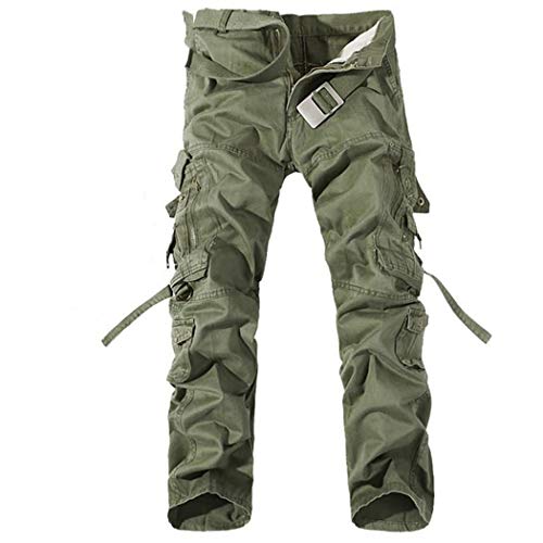 MNXOIA Casual Army Military Style Cargo Pants Men Multi-Pocket Combat Tactical Pants Autumn Pants Cotton Trousers Gray 29