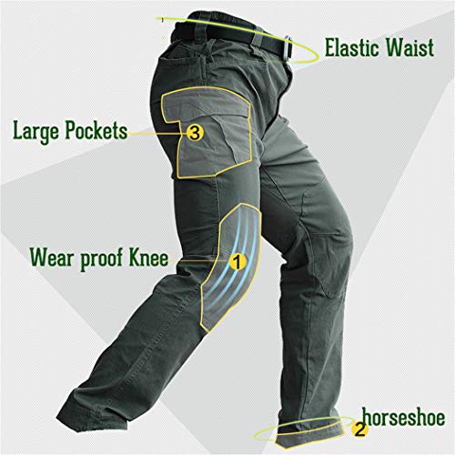 MNXOIA Combat Military Tactical Pants Men Large Multi Pocket Army Cargo Pants Casual Cotton Security Bodyguard Trouser Gray XXL