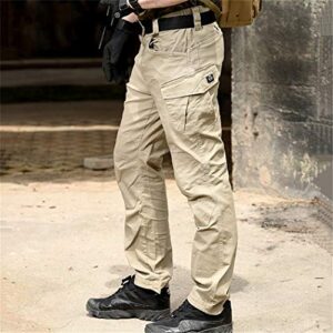 MNXOIA Combat Military Tactical Pants Men Large Multi Pocket Army Cargo Pants Casual Cotton Security Bodyguard Trouser Gray XXL