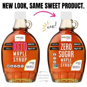 Wholesome Yum Zero Sugar Maple Syrup (Keto Maple Syrup) With Monk Fruit & Allulose - Natural Sugar Free Pancake Syrup - Non GMO, Low Carb, Gluten Free, Vegan, No Aftertaste (12 fl oz)