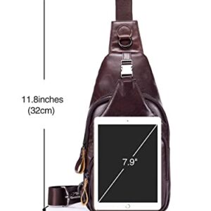 Leather Sling Bag Small Purse for Men Women Crossbady Bag Chest Bags Shoulder Backpack Cross Body Man Womens Water Resistant Vintage