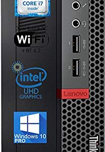 Lenovo ThinkCentre M910Q Tiny Desktop Computer, Intel Core i7-6700T Upto 3.6GHz, 32GB RAM, 256GB NVMe SSD, 4K 3-Monitor Support DisplayPort, HDMI, AC Wi-Fi, Bluetooth - Windows 10 Pro (RENEWED)