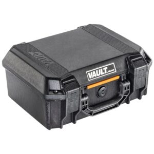 pelican vault - v200 multi-purpose hard case with padded dividers for camera, drone, equipment, electronics, and gear (black)