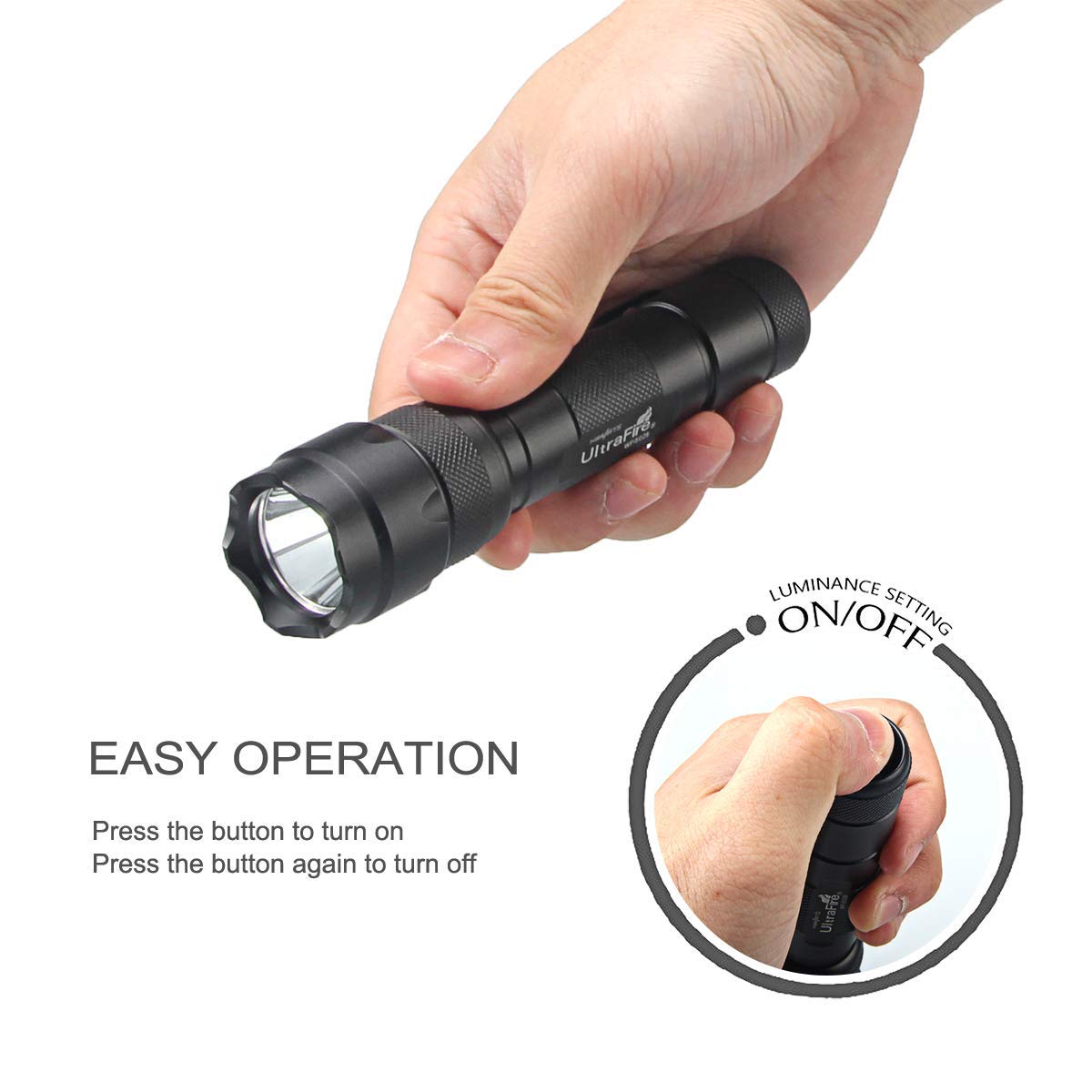 ULTRAFIRE WF-502B Single Mode Flashlight with Holster,1000 Lumen Mini Tactical LED Flashlight Duty Flashlights with Belt Holster Bright Handheld Small Flashlight (Battery not Included)