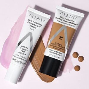 Almay Skin Perfecting Healthy Biome Foundation Makeup with Prebiotic Complex SPF 25, Hypoallergenic, -Fragrance Free, 130 Medium, 1 fl. oz.