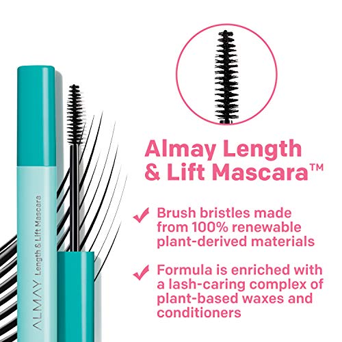 Almay Waterproof Lenghthening Mascara, Volume &, Lift, Eye Makeup, Hypoallergenic and-Fragrance Free, 030 Waterproof Black Brown, 0.24 Fl Oz