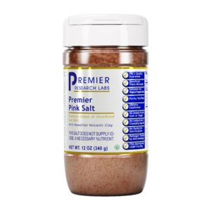 premier research labs premier pink salt - unrefined sea salts with hawaiian volcanic clay - daily cooking salt - australian sea salt & pink alaea hawaiian sea salt - no anti-clumping agents - 12 oz