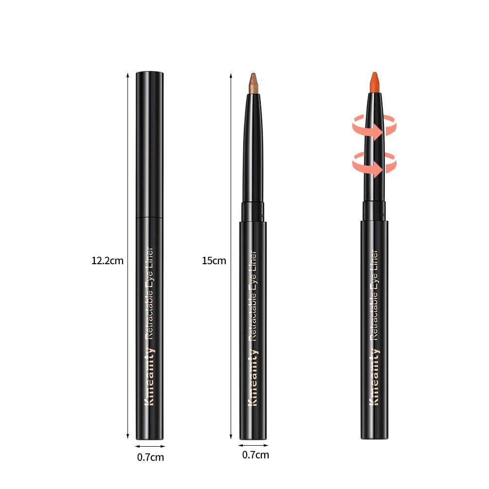 Kmeamty Gel Eye Liner Pencil Set, 12 Colors Retractable Long-Lasting Smooth Waterline Eye Liner Lip Liner Eyeshadow - Vegan, Cruelty Free