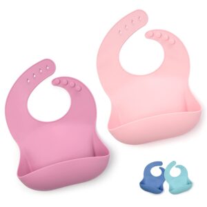 primastella silicone baby bibs – soft adjustable waterproof bib set of 2 for babies & toddlers | bpa free