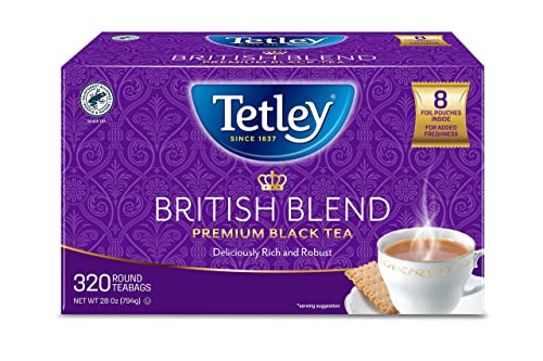 Tetley British Blend Premium Black Tea, 320 Tea Bags, Rainforest Alliance Certified, 320 Count (Pack of 1)