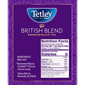 Tetley British Blend Premium Black Tea, 320 Tea Bags, Rainforest Alliance Certified, 320 Count (Pack of 1)