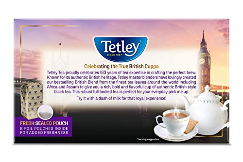 Tetley British Blend Premium Black Tea, 320 Tea Bags, Rainforest Alliance Certified, 320 Count (Pack of 1)