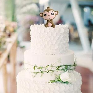 Ercadio 1 Pack Resin Monkey Cake Topper Little 3D Figurine Doll Jungle Animal Themed Baby Shower Kids Birthday Party Cake Decorations