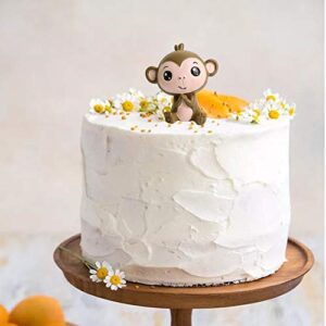 Ercadio 1 Pack Resin Monkey Cake Topper Little 3D Figurine Doll Jungle Animal Themed Baby Shower Kids Birthday Party Cake Decorations