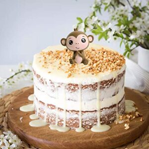 Ercadio 1 Pack Resin Monkey Cake Topper Little 3D Figurine Doll Jungle Animal Themed Baby Shower Kids Birthday Party Cake Decorations