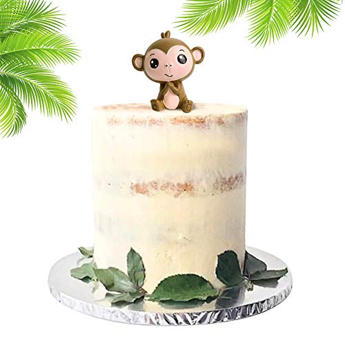 Ercadio 1 Pack Resin Monkey Cake Topper Little 3D Figurine Doll Jungle Animal Themed Baby Shower Kids Birthday Party Cake Decorations